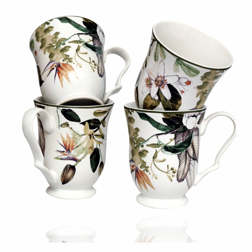 Vintage Porcelain Tea Mug Set – Elegant Handcrafted Floral Design (Set ...